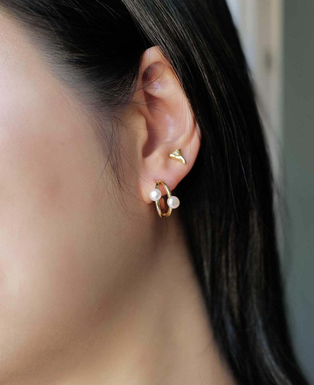 Capucine 14k Gold-filled Pearl Hoop Earrings | Minimalist Freshwater ...