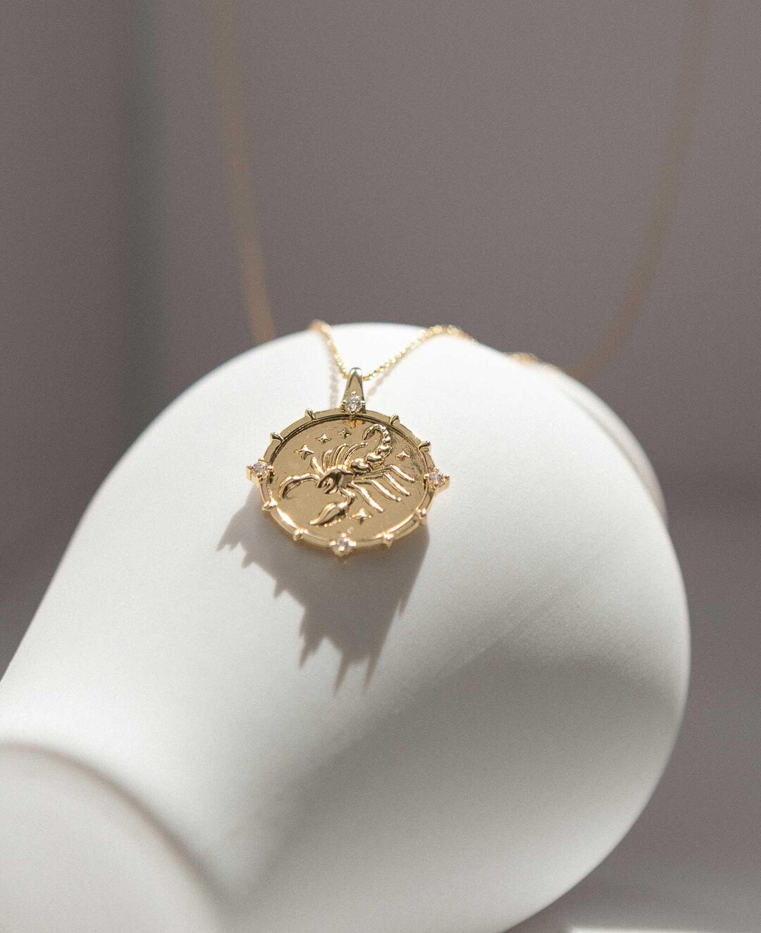 Scorpio Horoscope Gold Pendant Necklace | Zodiac | Celestial 14k Gold ...
