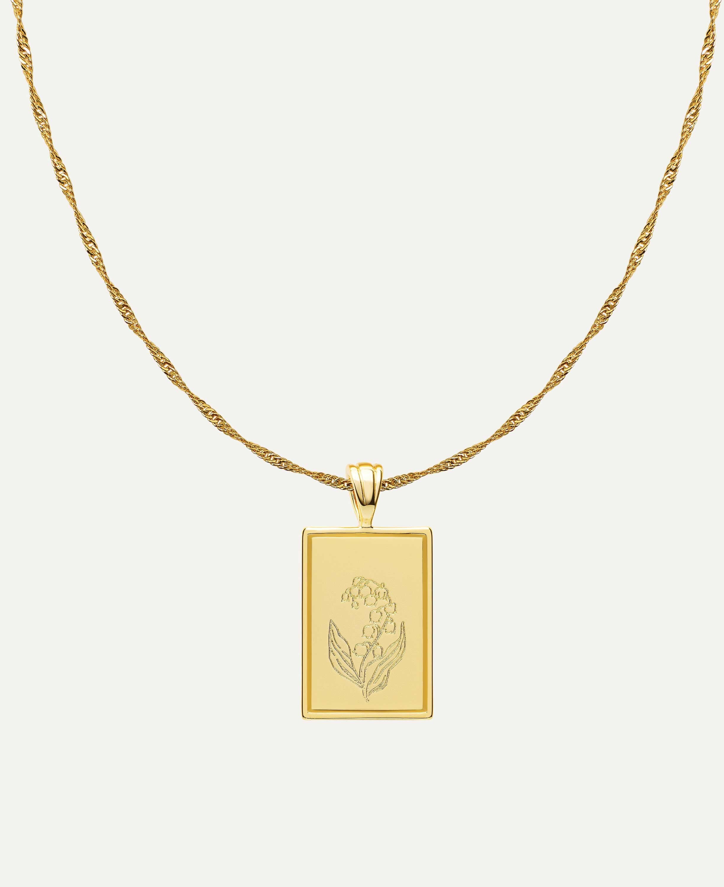 May Lily of the Valley Birth Flower Pendant / 14k Gold Chain Necklaces ...