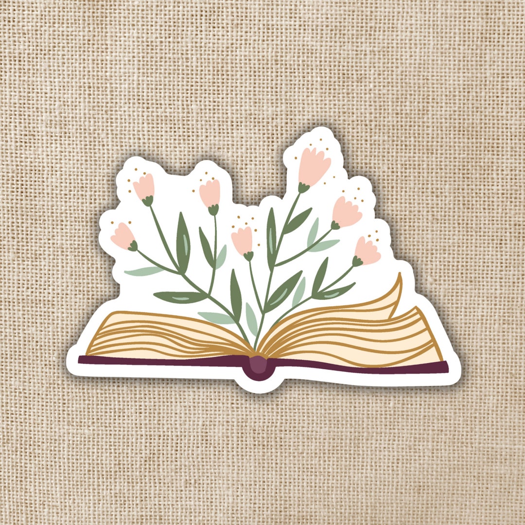 Floral Open Book Sticker Book Lover Sticker 3-inch - Etsy