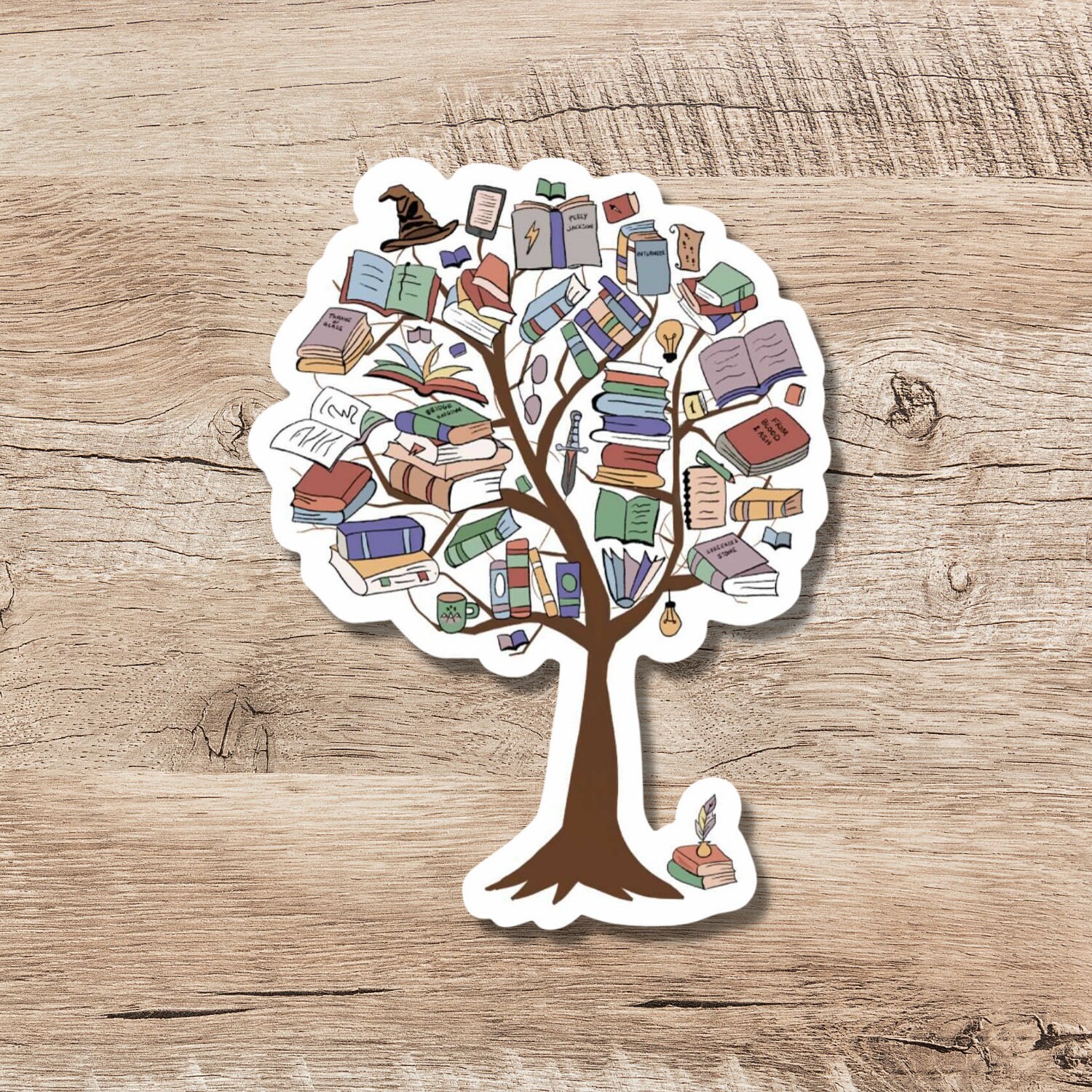 Fantasy Book Tree Vinyl Sticker - Etsy