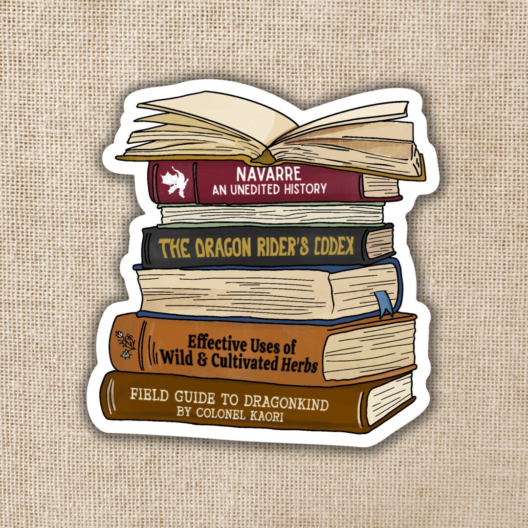 Stack of Navarre Library Scribe Books Sticker Fourth Wing - Etsy