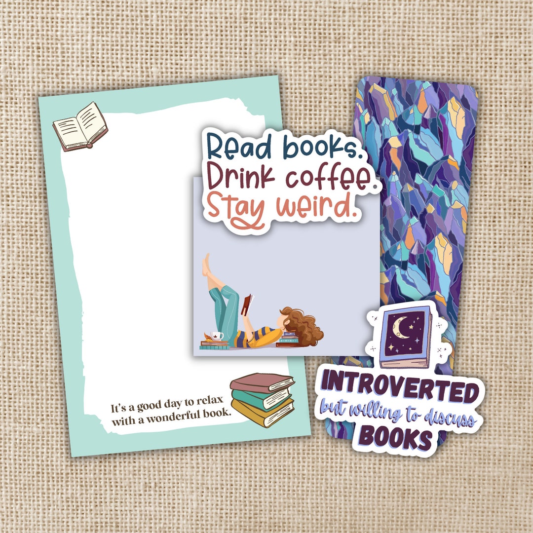 Book Lover Boxed Stationery Gift Set Stickers Bookmark - Etsy