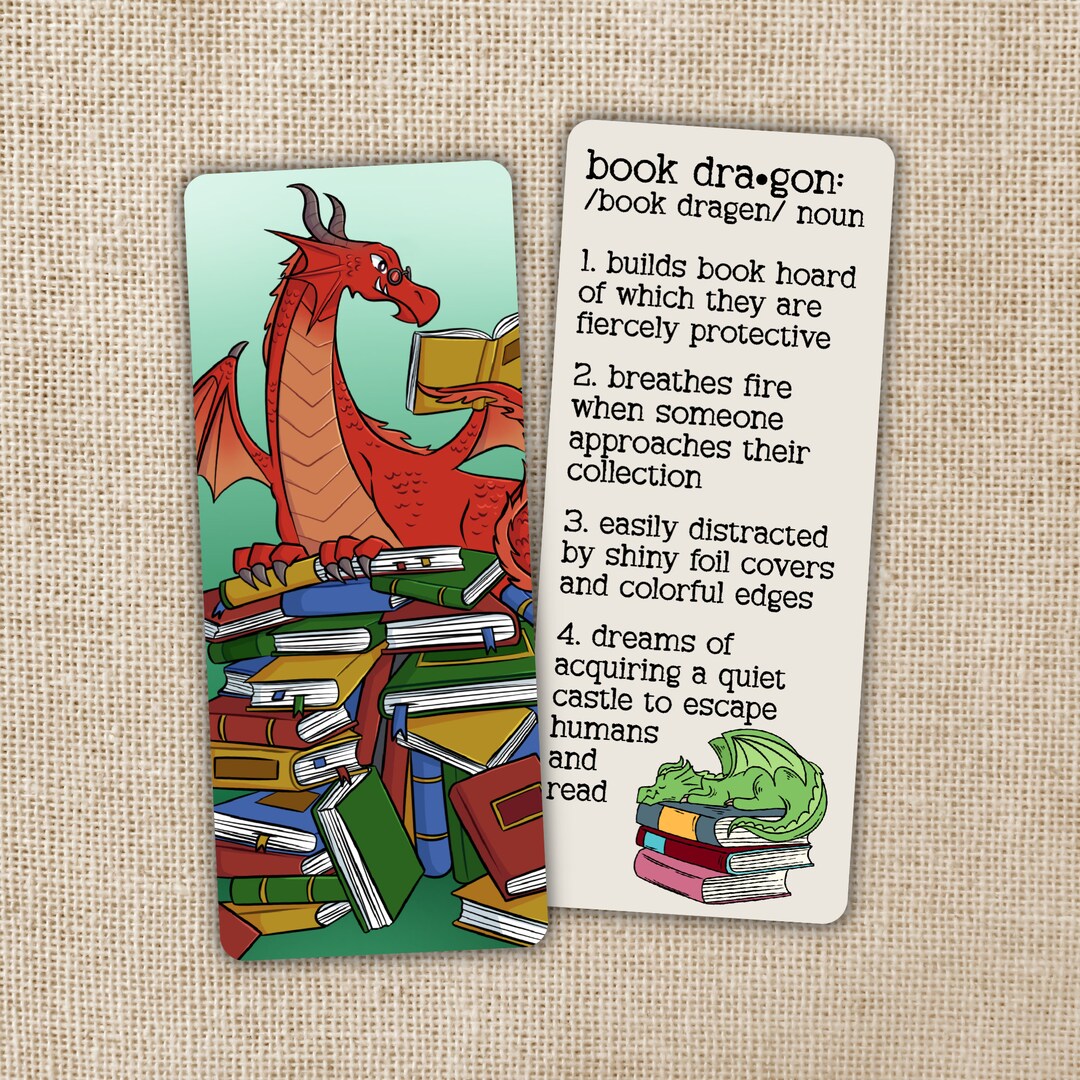 Book Dragon Definition Bookmark - Etsy