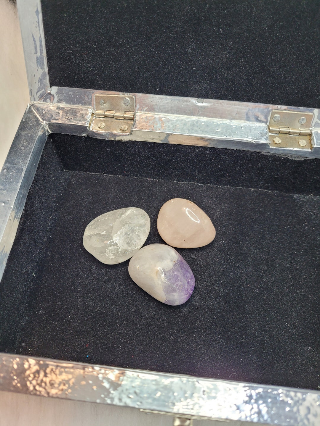 Tumbled Stone Set Golden Triangle Amethyst Rose Quartz - Etsy