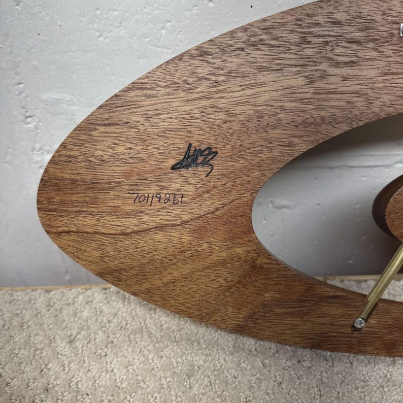 MCM Atomic Boomerang Clock Custom Hand Made Mahogany, Curly Spalted ...