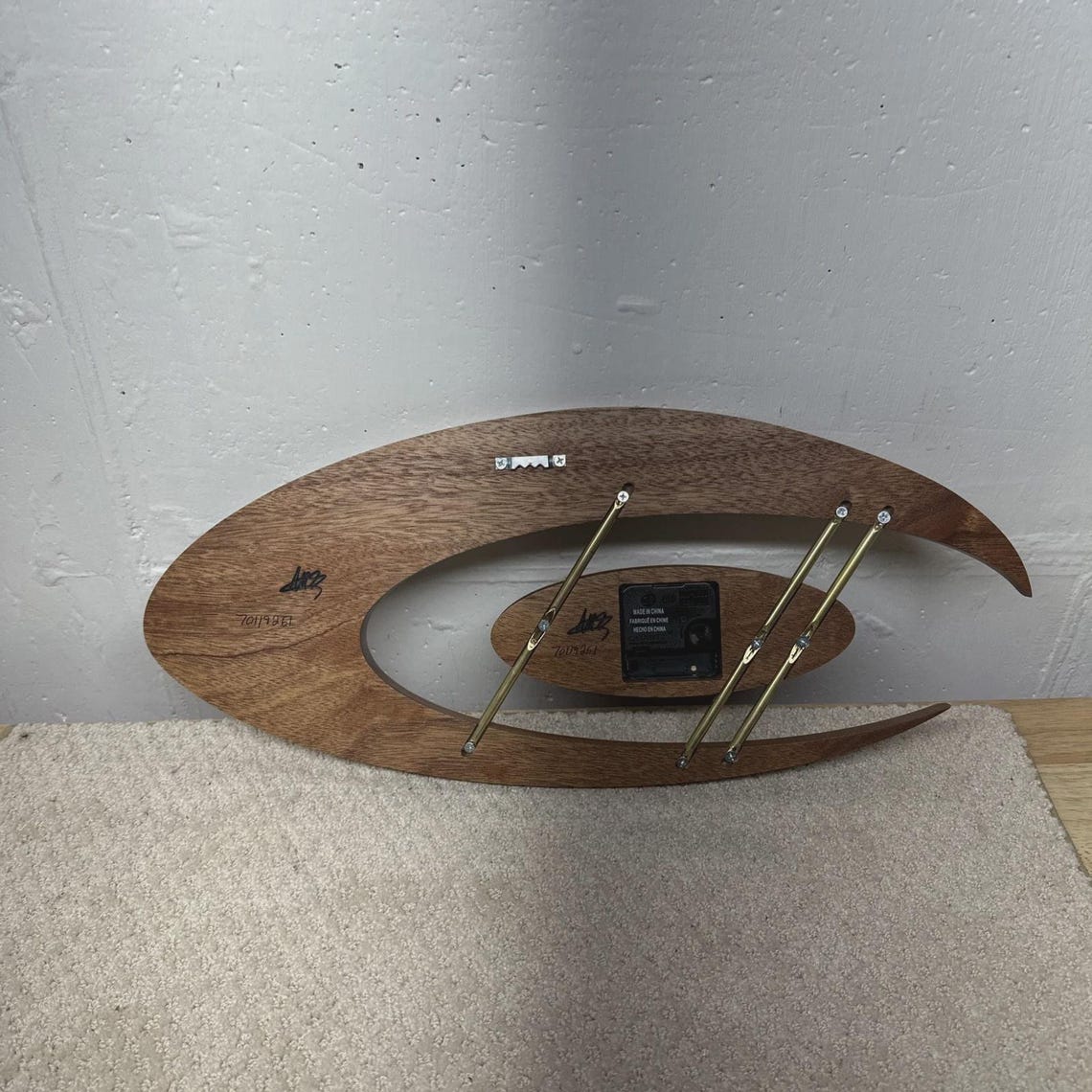 MCM Atomic Boomerang Clock Custom Hand Made Mahogany, Curly Spalted ...