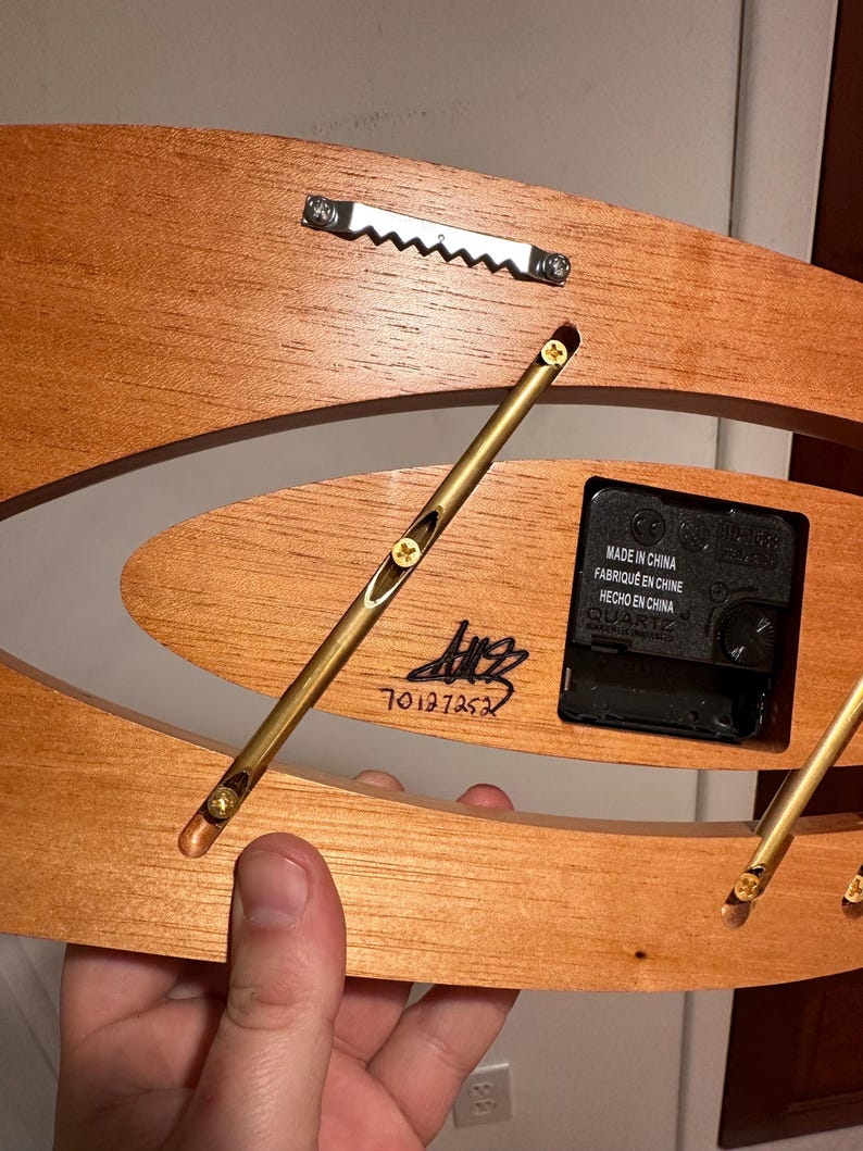 MCM Atomic Boomerang Clock Custom Hand Made Mahogany, Burl Walnut ...