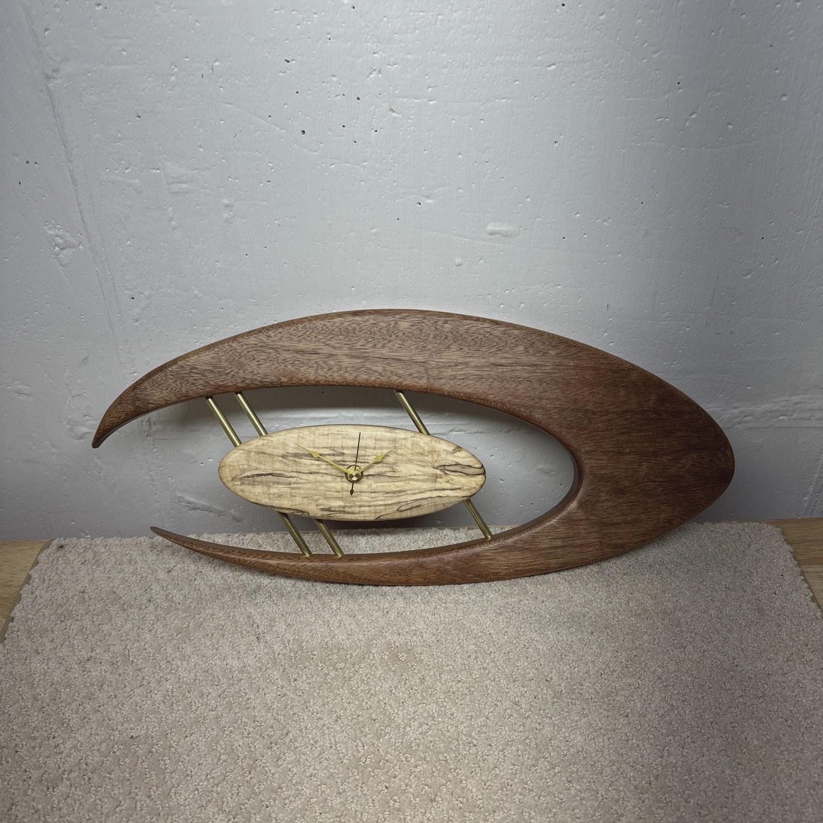 MCM Atomic Boomerang Clock Custom Hand Made Mahogany, Curly Spalted ...