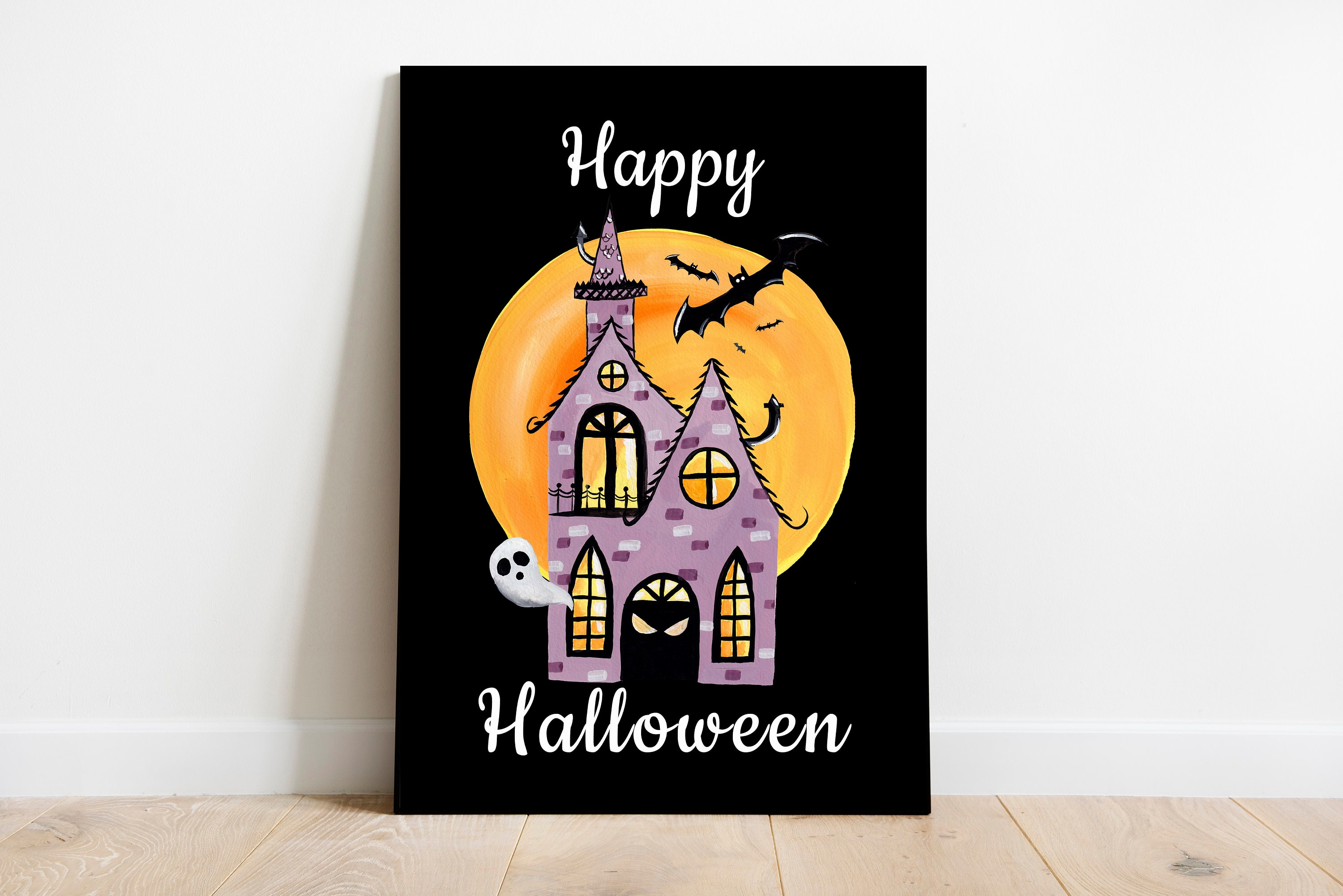 Cute Halloween Haunted House DIGITAL DOWNLOAD, Printable Art - Etsy