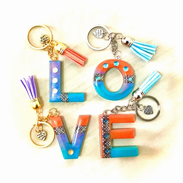 Resin Letter Keychain - Etsy