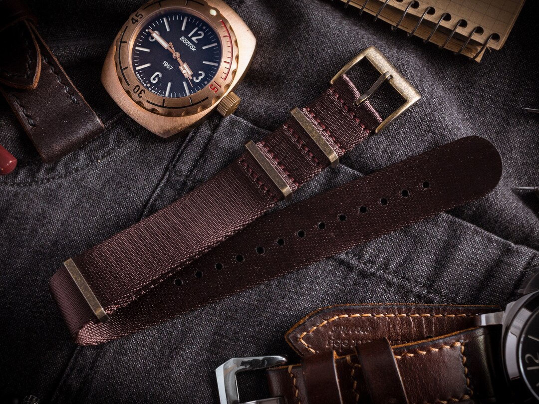 Bronze Hardware - Brownish Maroon Premium Seat Belt Slip Through Watch ...