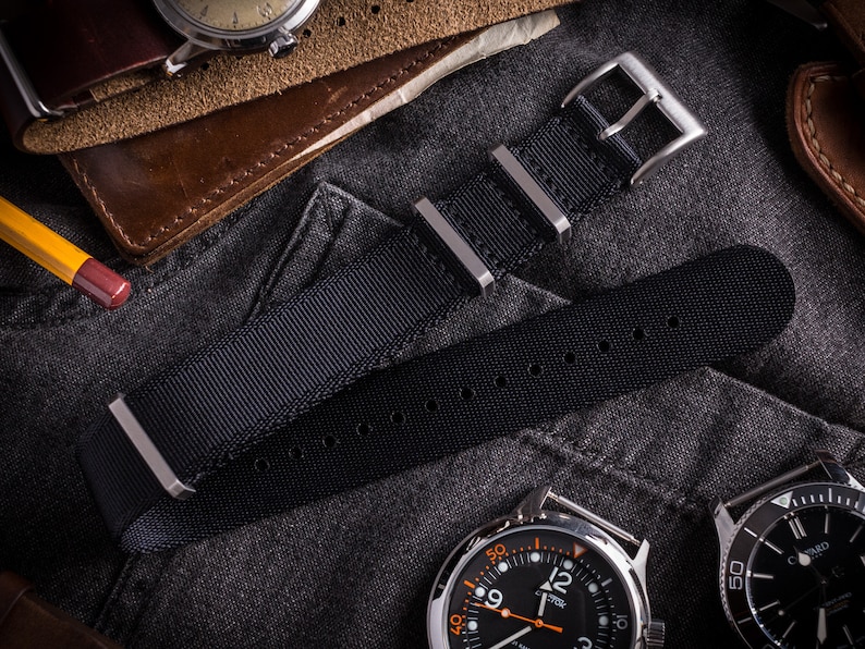 Black Premium Slip Through Watch Strap 20 & 22mm - Etsy