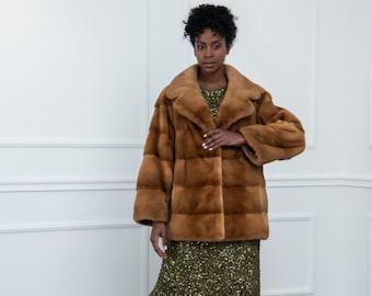 Gold Mink Fur Long Coat Made of 100% Real Fur - Etsy