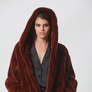 Berry Mink Fur Short Jacket With Hood Made of 100% Real Fur - Etsy
