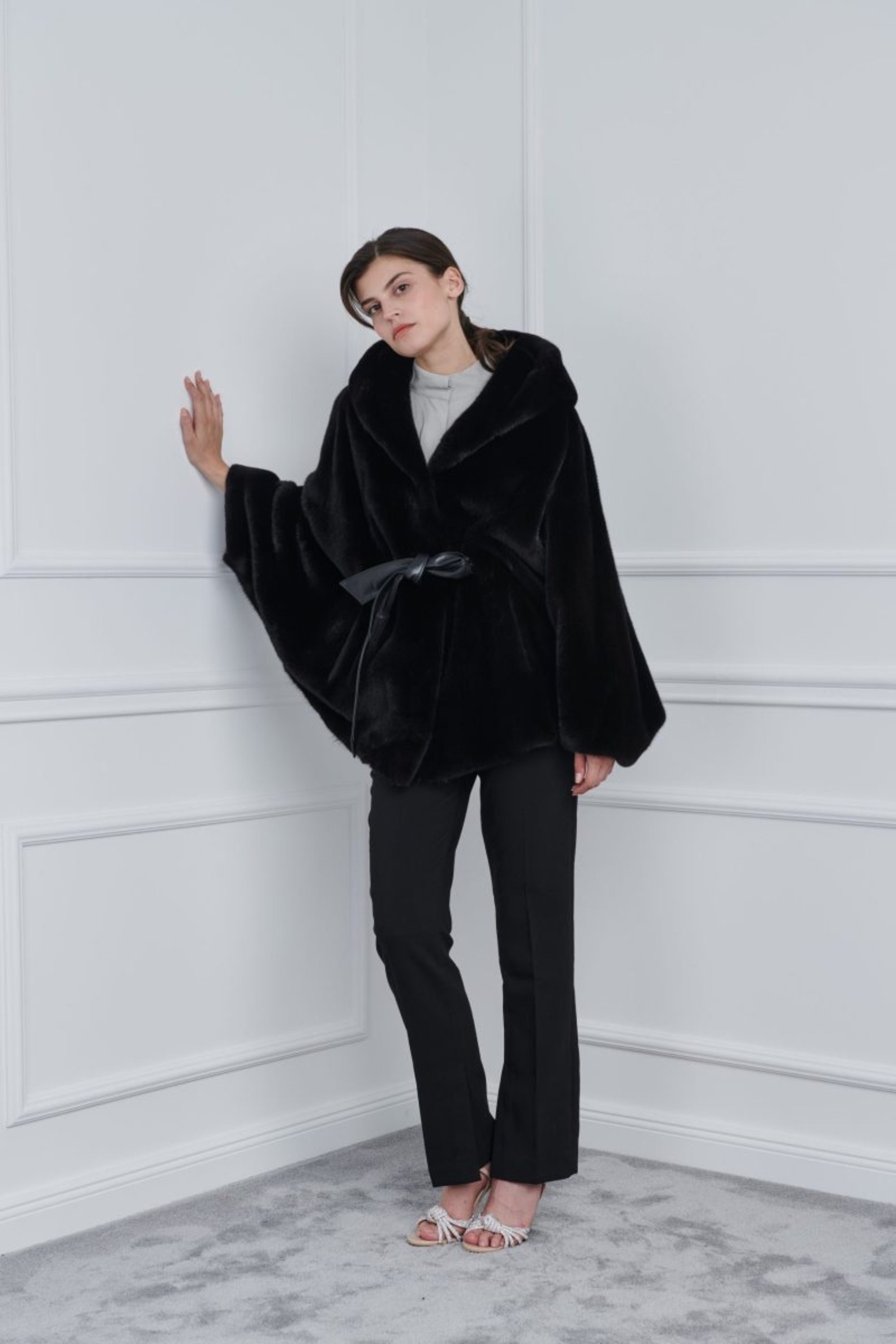 Black Mink Cape With Hood Made of 100% Real Fur - Etsy