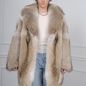 Men's Coyote Fur Coat With Rever Collar - Etsy