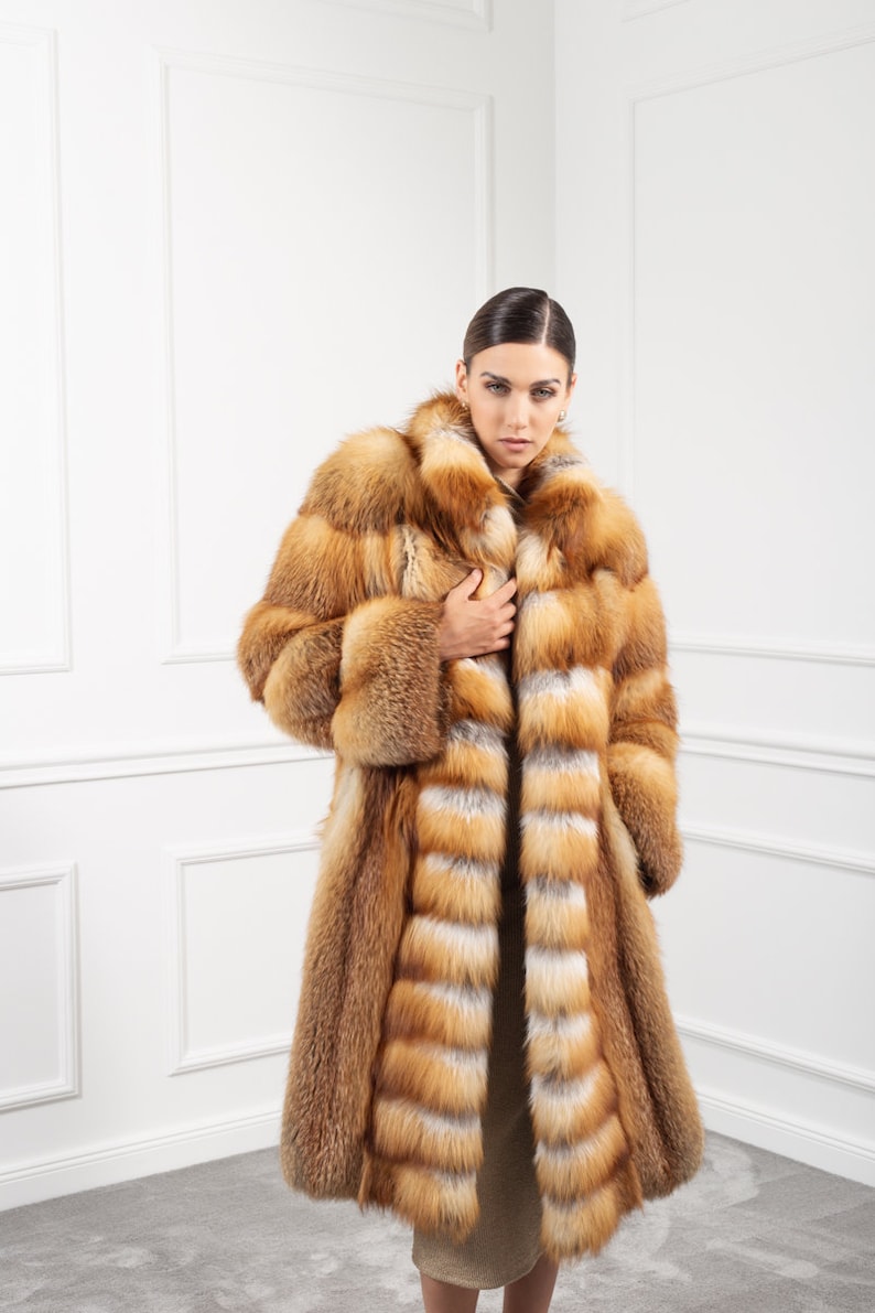 Canadian Red Fox Fur Coat With Stand Collar - Etsy