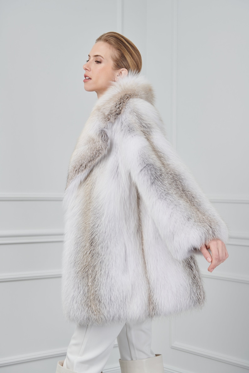 Arctic Gold Fox Fur Jacket With Rever Collar Made of 100% Real Fur - Etsy