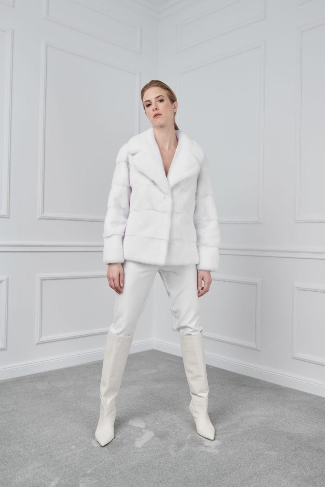 White Mink Fur Short Jacket Made of 100% Real Fur - Etsy