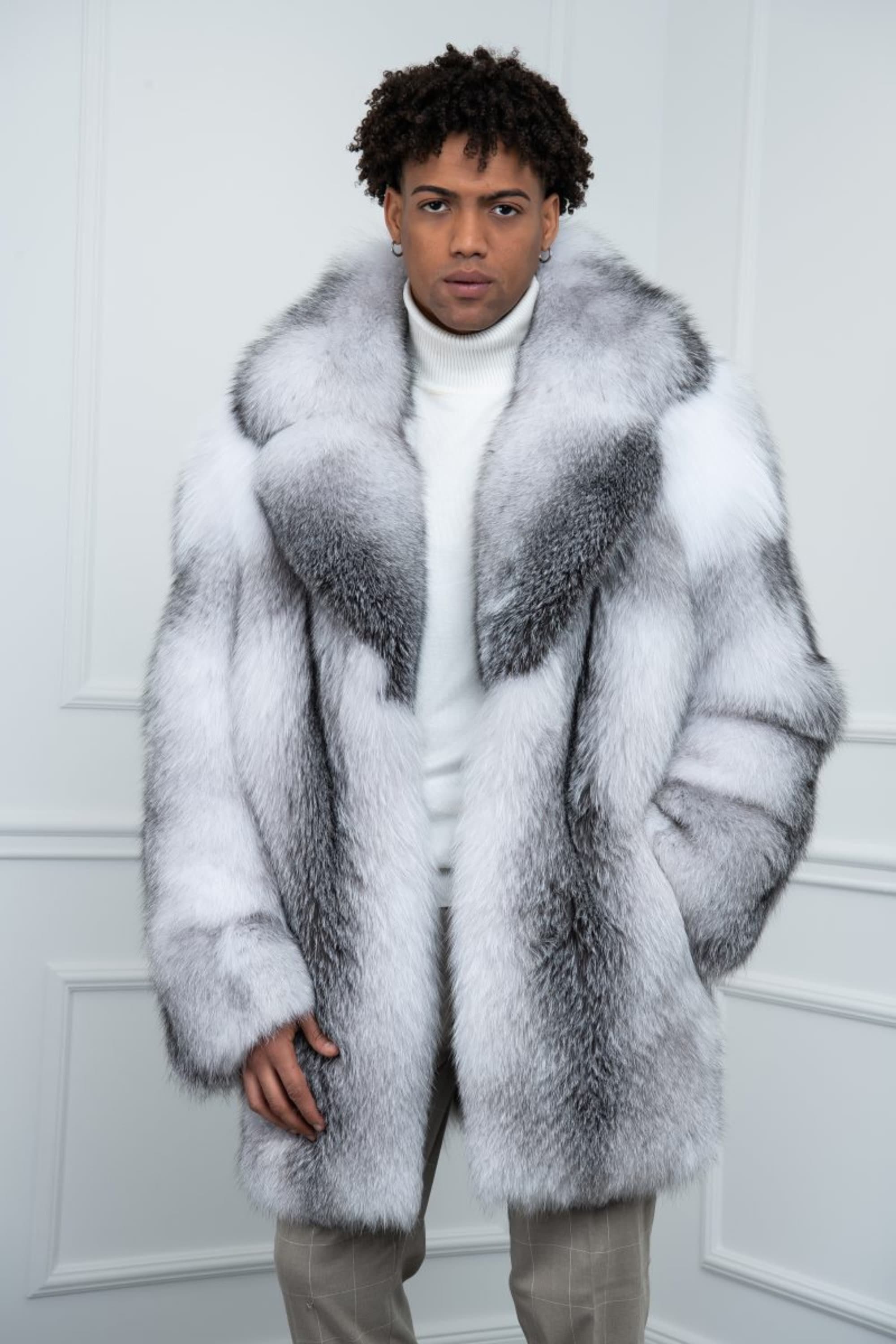 Men's Arctic Fox Fur Jacket Made of 100% Real Fur - Etsy