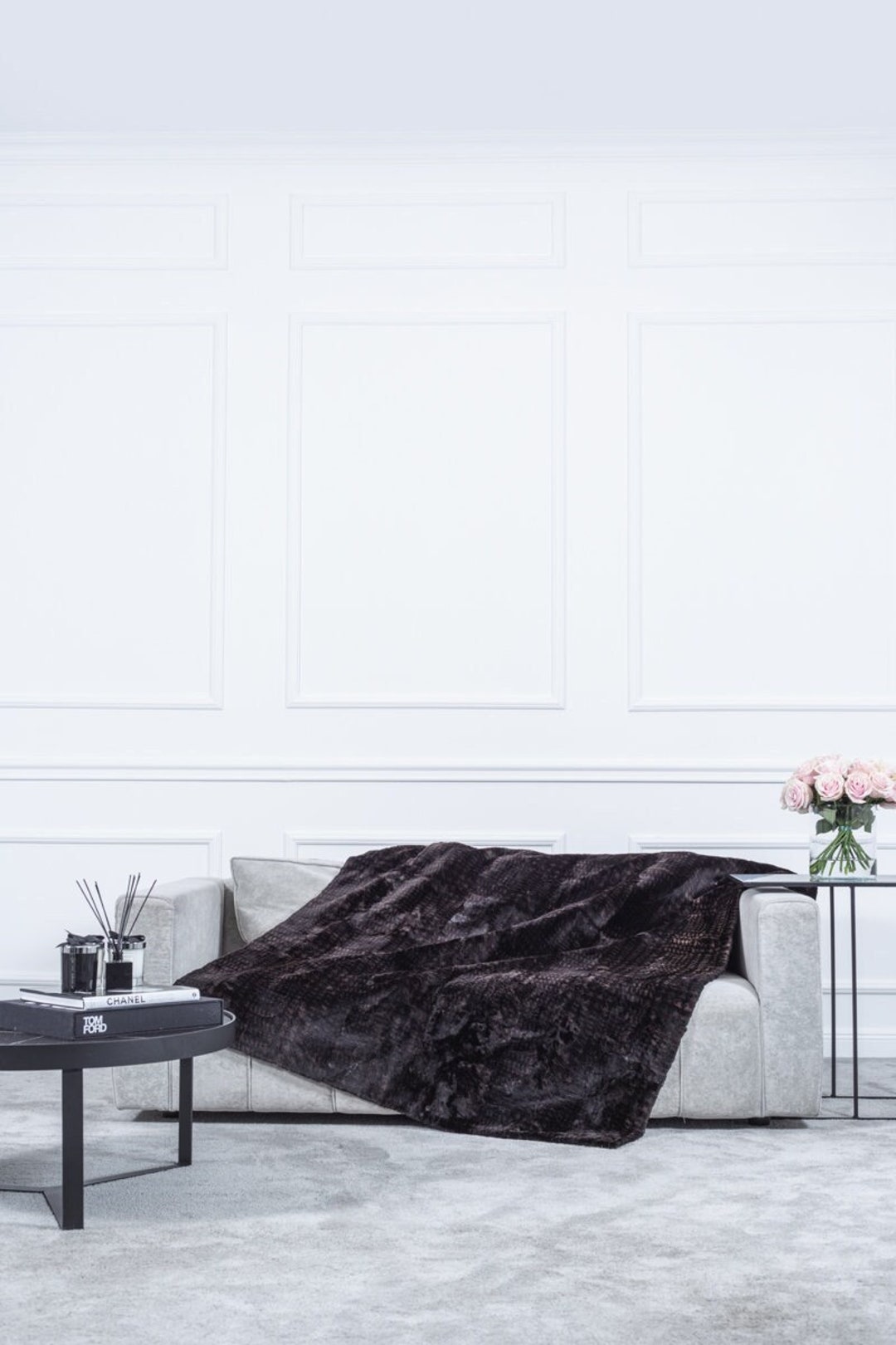 Dark Brown Pied De Poule Sheared Mink Fur Throw - Etsy