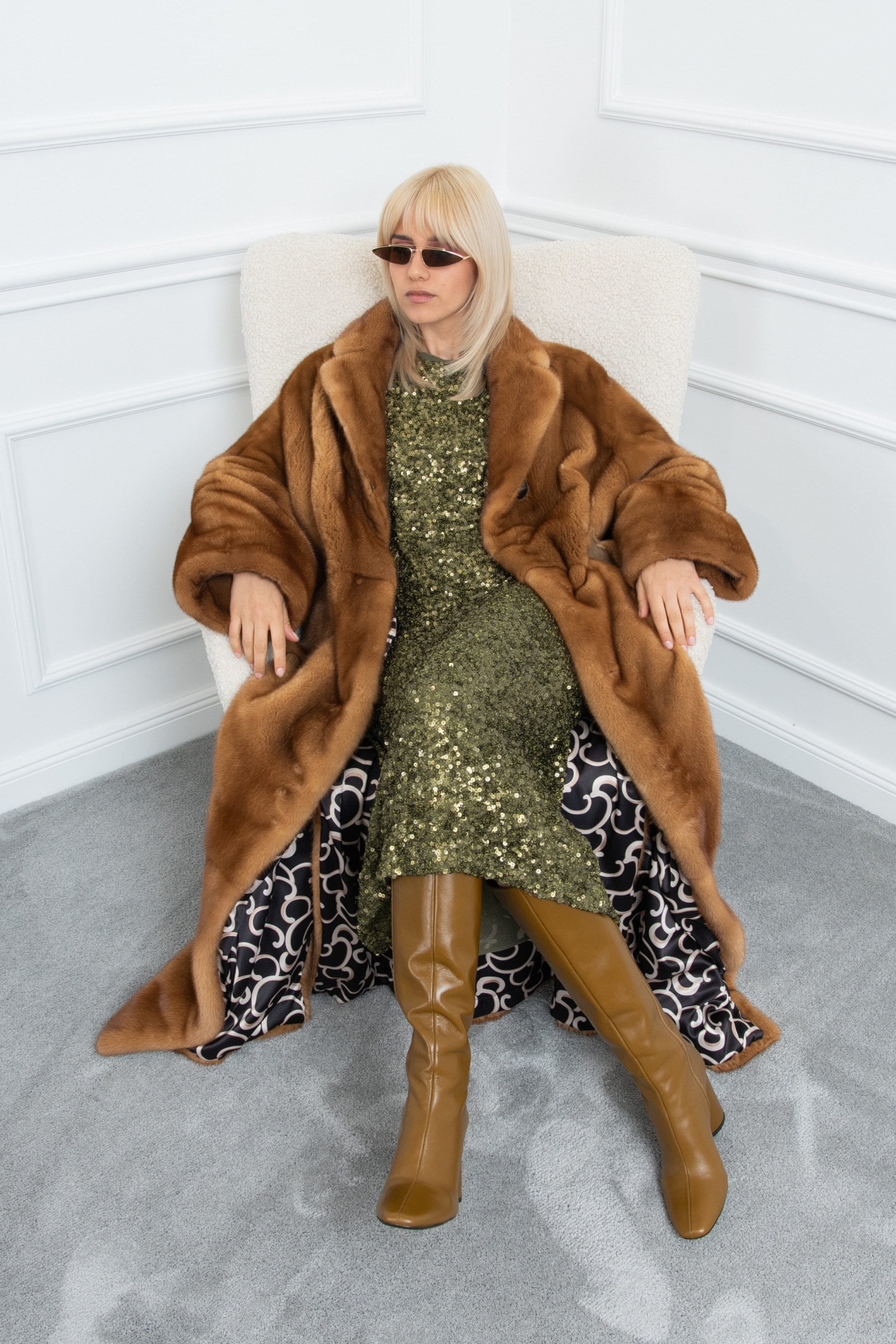 Gold Mink Fur Long Coat Made of 100% Real Fur - Etsy
