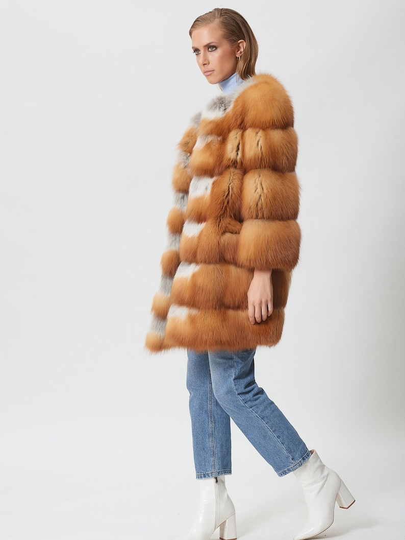 Red Fox Fur Jacket Made of 100% Real Fur - Etsy