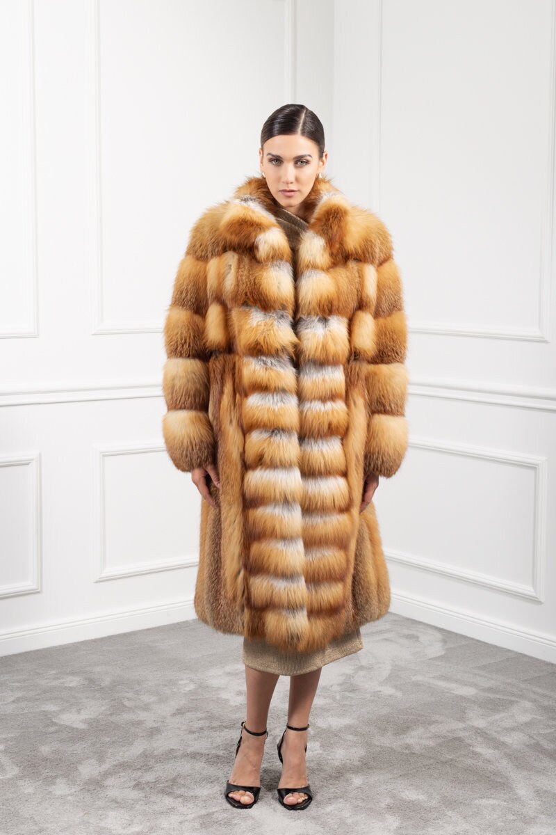 Canadian Red Fox Fur Coat With Stand Collar - Etsy