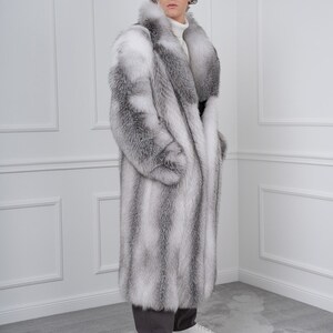 Men's Blue Shadow Fox Fur Coat With Rever Collar - Etsy