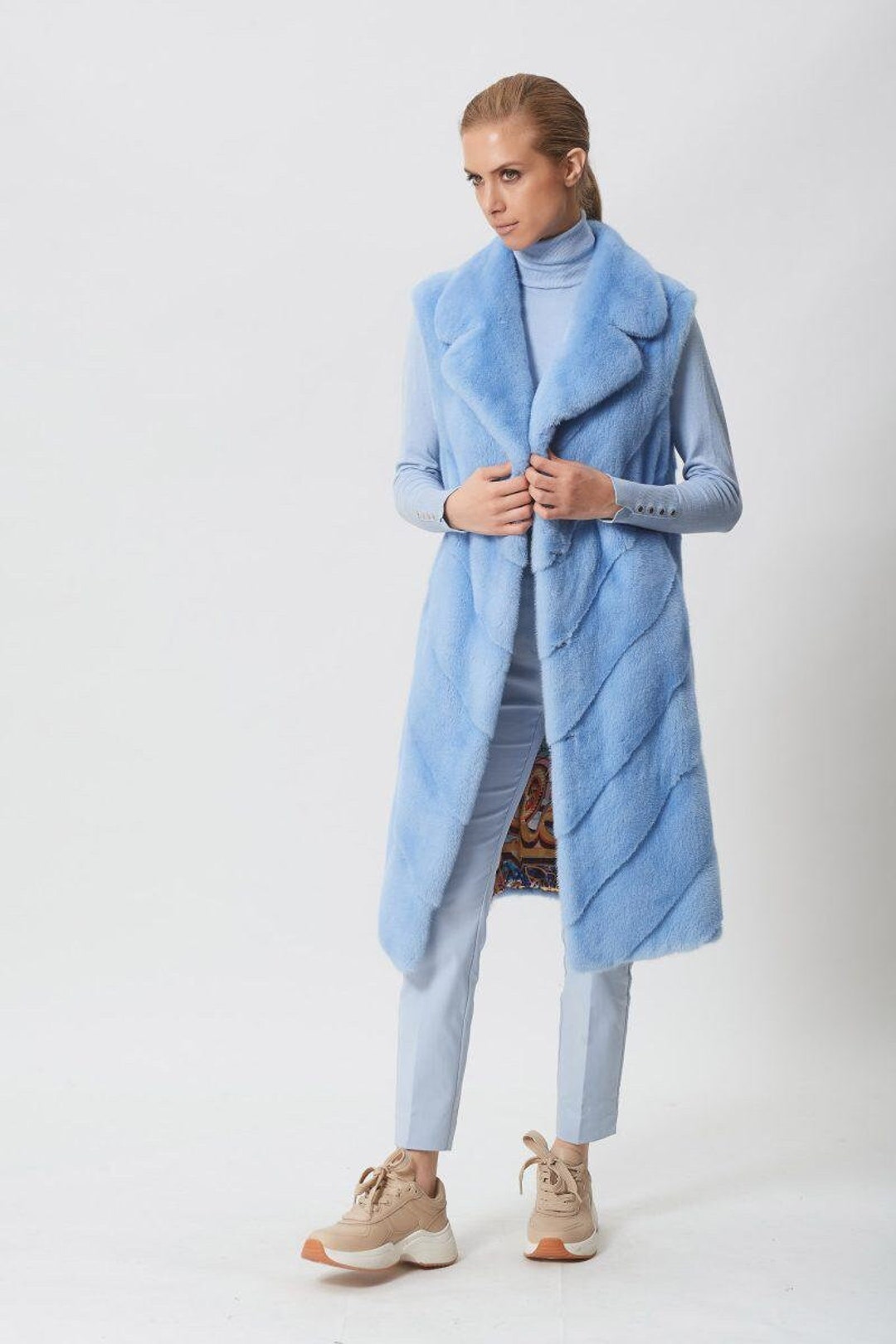 Light Blue Mink Fur Vest - Etsy