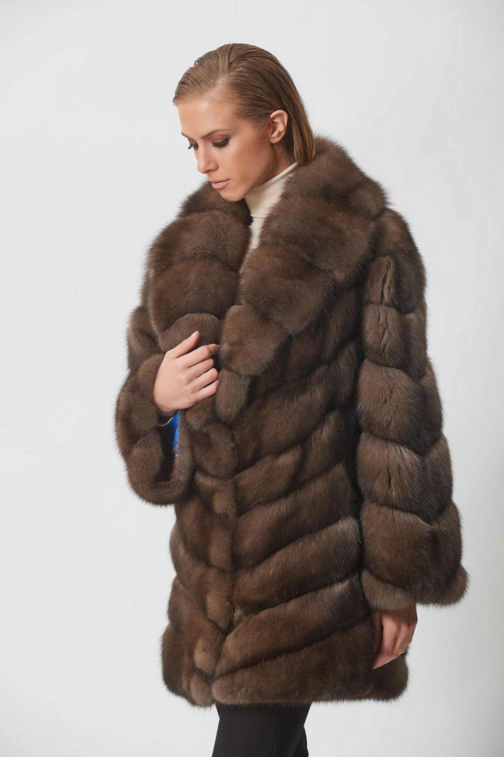 Sable Platinum Chevron Cut Jacket With Shawl Collar - Etsy