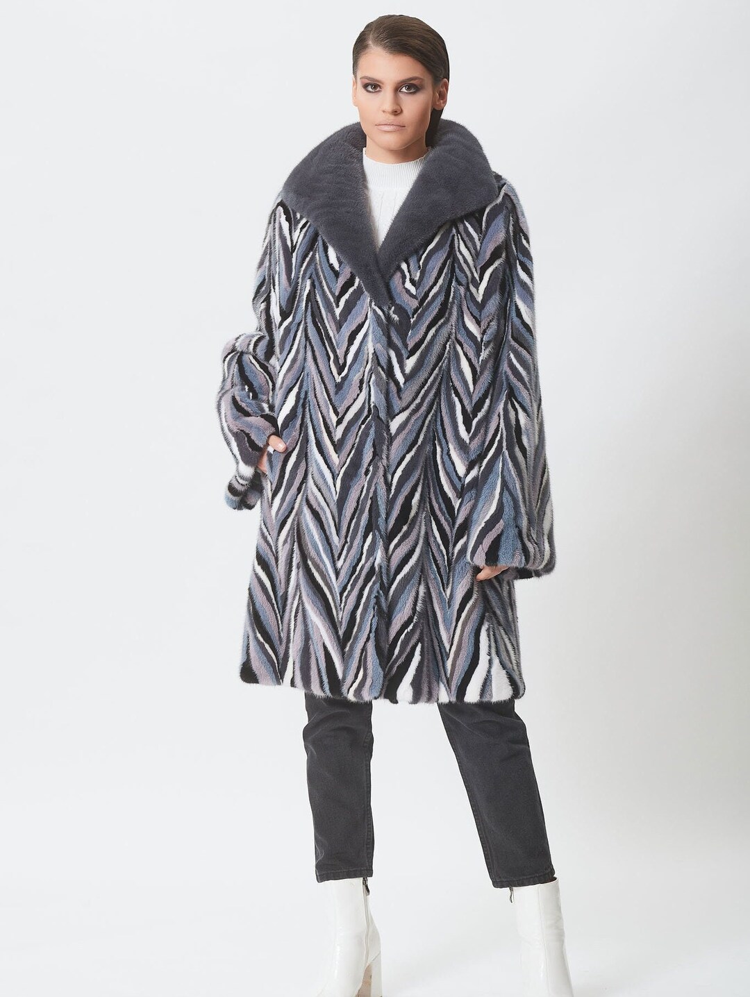 Multicolor Mink Fur Sections Jacket Made of 100% Real Fur - Etsy