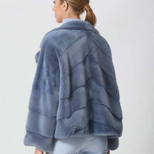 Steel Blue Mink Fur Short Jacket - Etsy