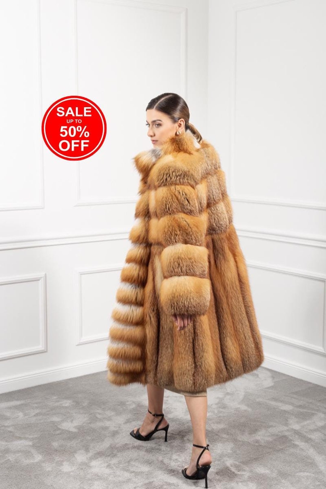 Canadian Red Fox Fur Coat With Stand Collar - Etsy