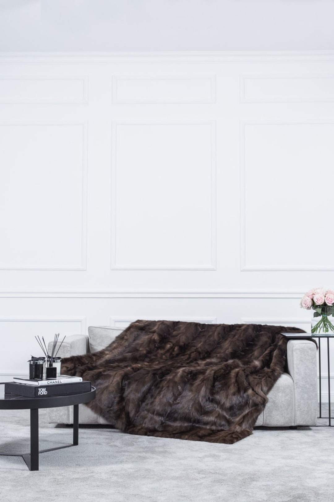 Dark Sable Sections Fur Throw - Etsy