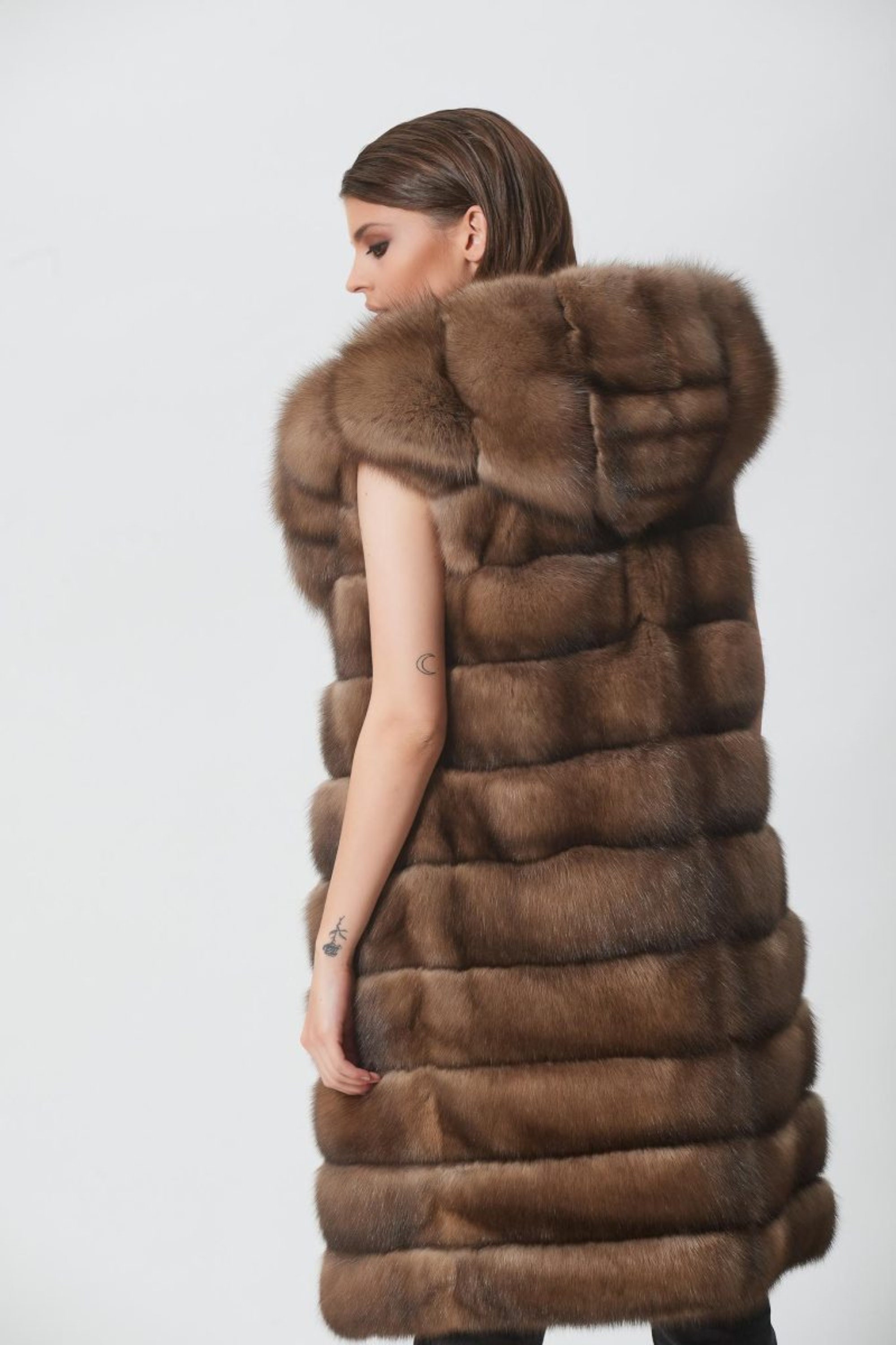 Platinum Sable Fur Vest With Hood Made Of 100 Real Fur Zobel Etsy