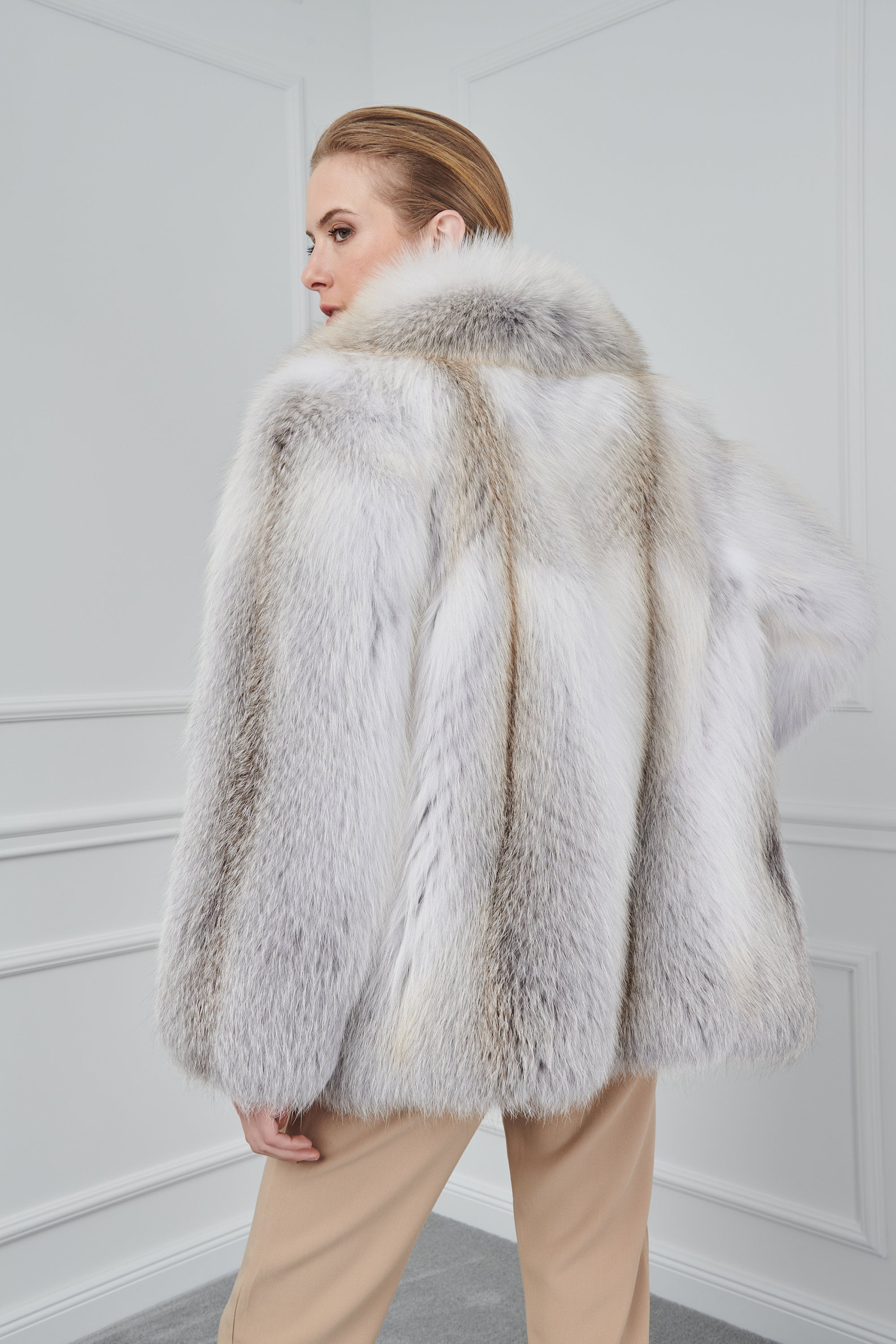 Shadow Fawn Light Fox Fur Short Jacket With Shawl Collar Made of 100% Real Fur - Etsy