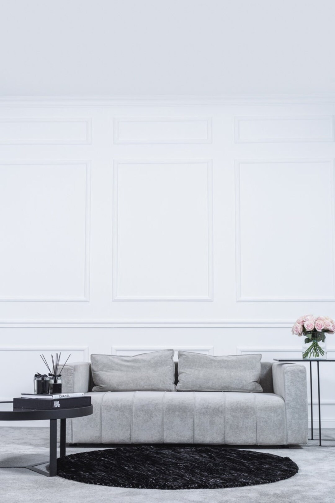 Silver Pied De Poule Mink Round Fur Rug - Etsy