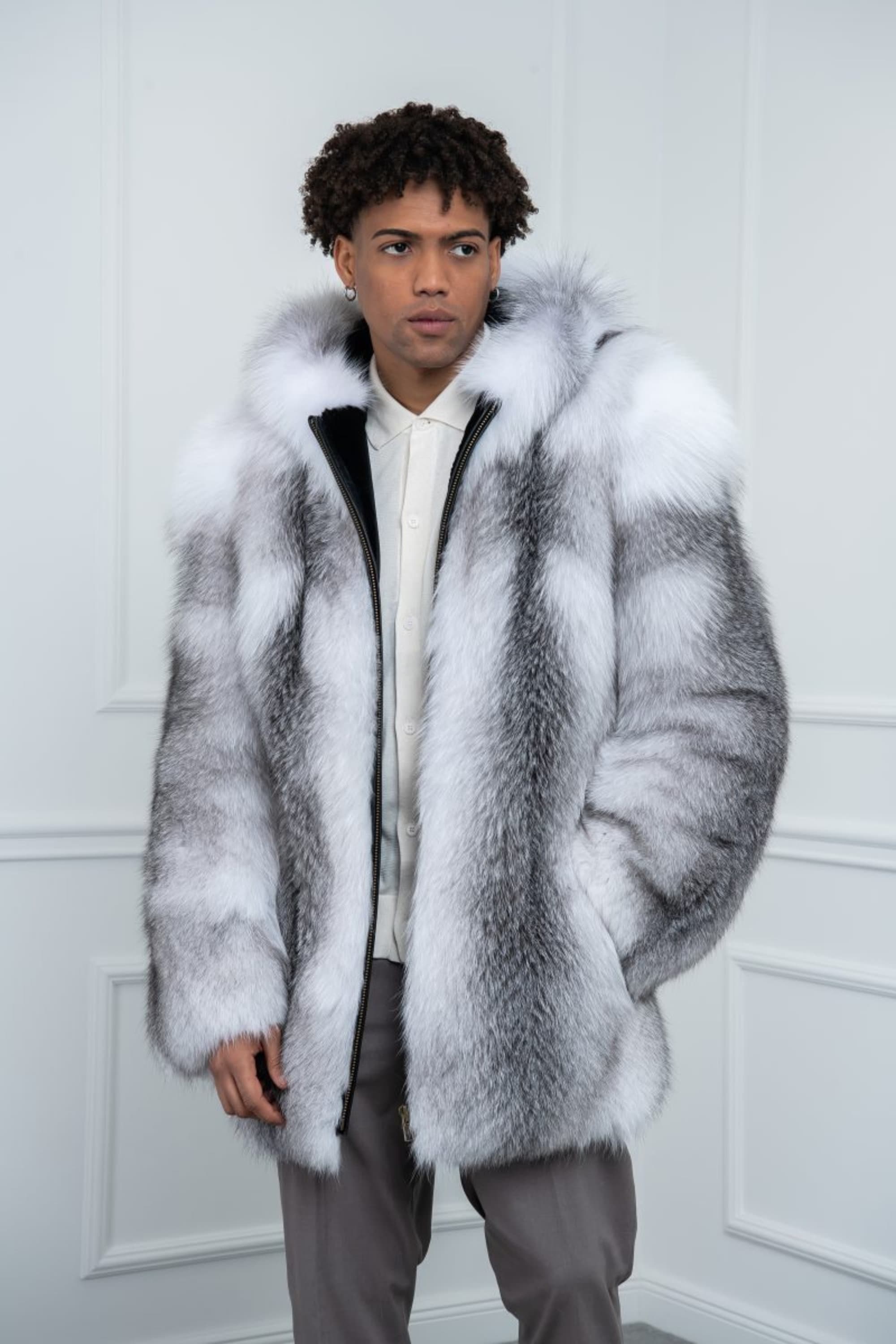 Men's Arctic Fox Fur Hooded Jacket Made of 100% Real Fur - Etsy
