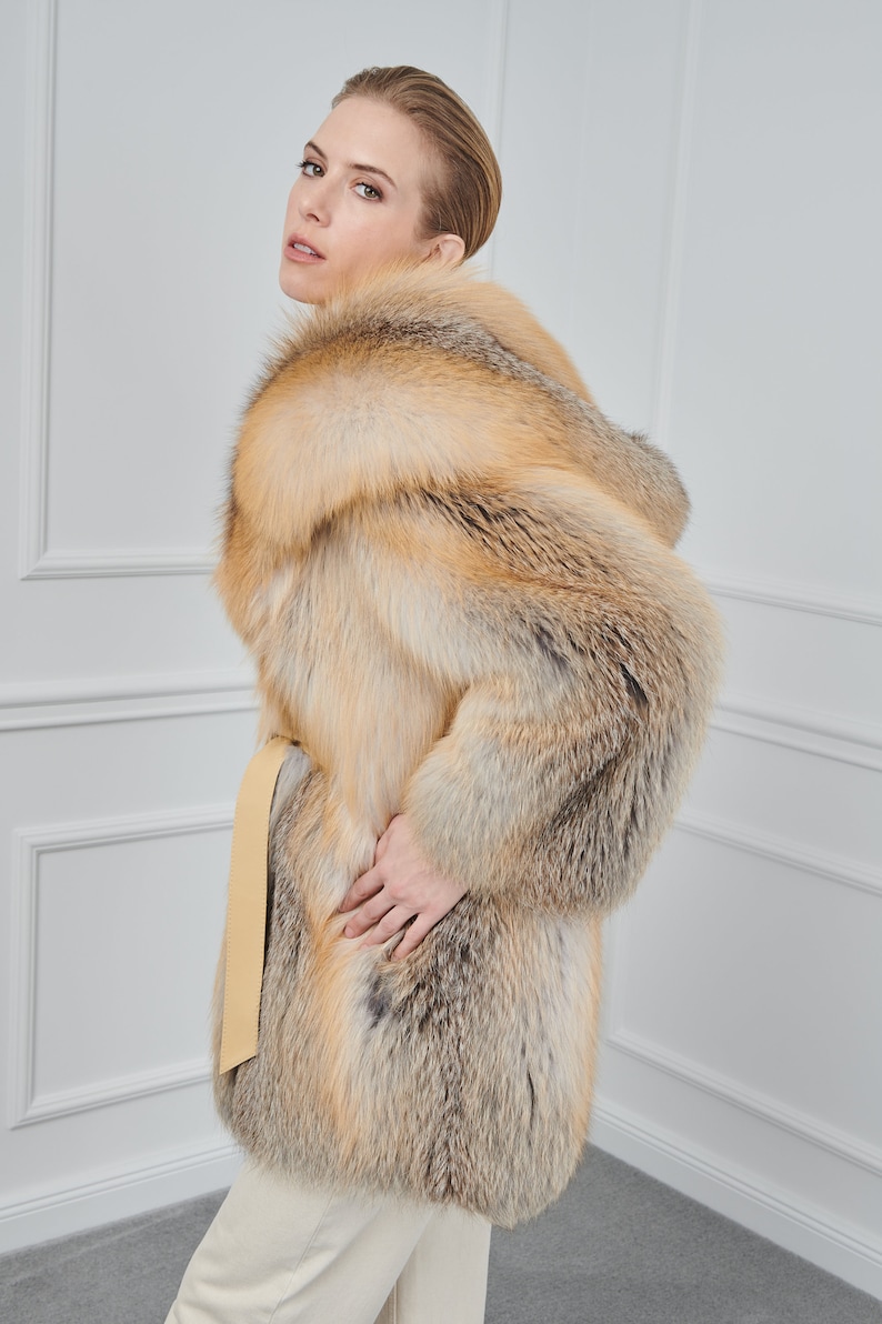 Golden Island Fox Fur Short Jacket With Hood Made of 100% Real - Etsy