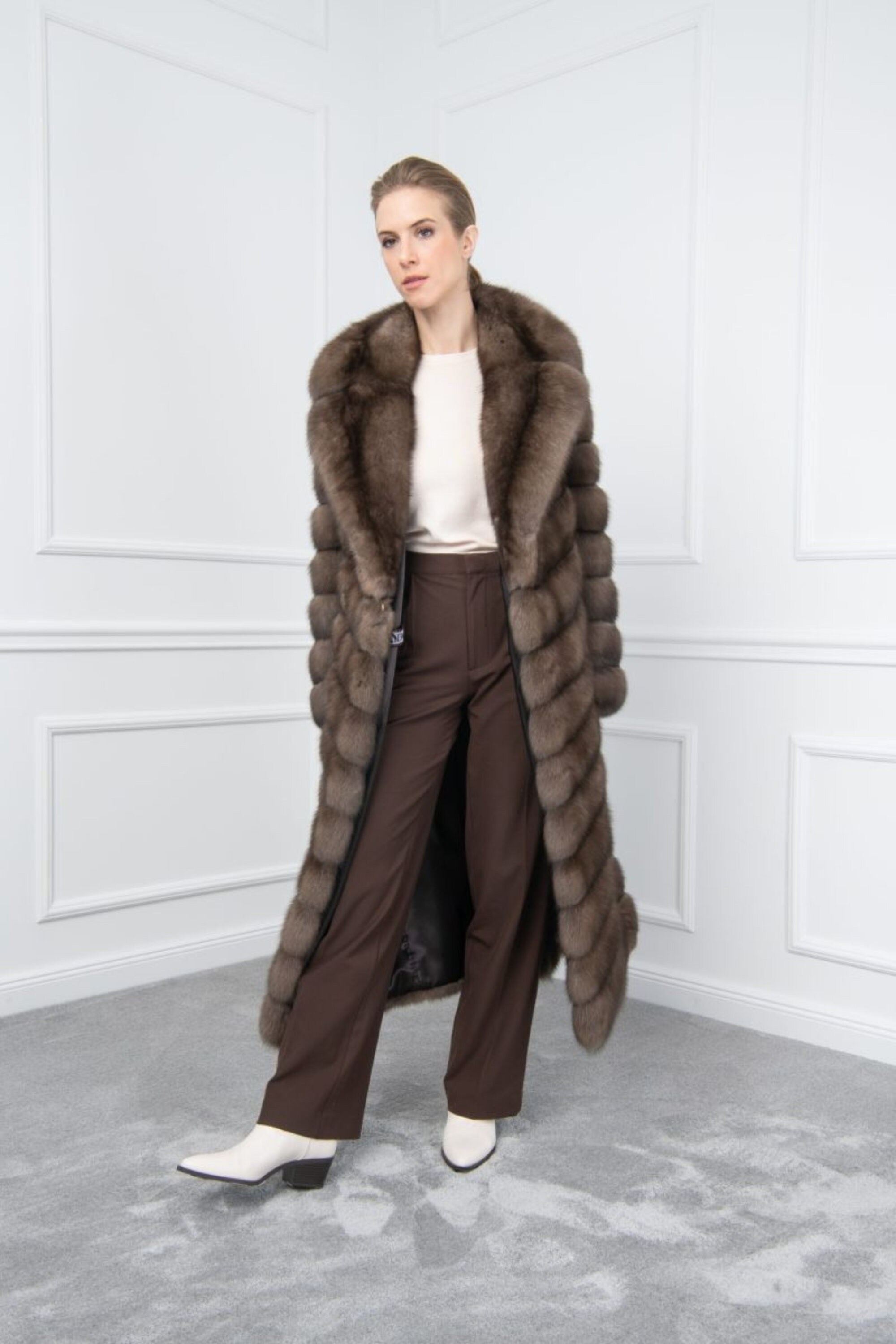 Platinum Sable Fur Coat Chevron Cut With Wide Rever Collar Zobel Etsy