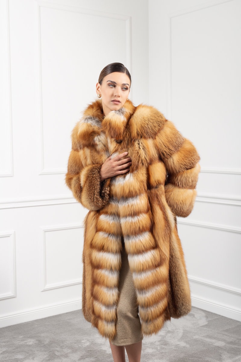 Canadian Red Fox Fur Coat With Stand Collar - Etsy
