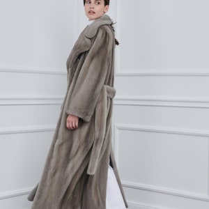 Silver Blue Mink Fur Long Coat With Rever Collar Made of Real Fur - Etsy