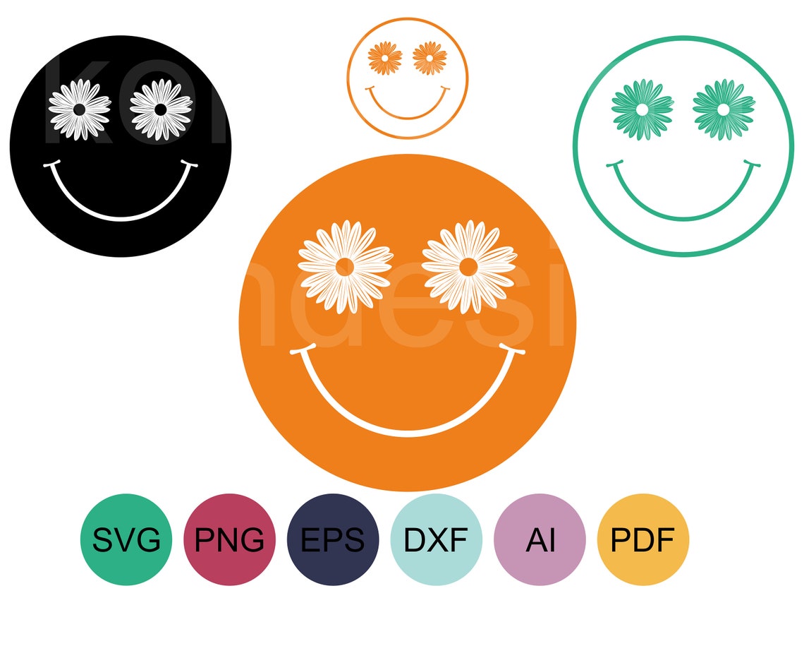 Smiley Daisy Face Digital Download SVG PNG JPG | Etsy Australia