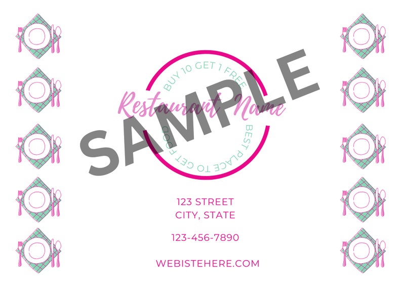 Restaurant Stamp Card Restaurant Coffee Shop Hamburger Pizza Restaurant ...