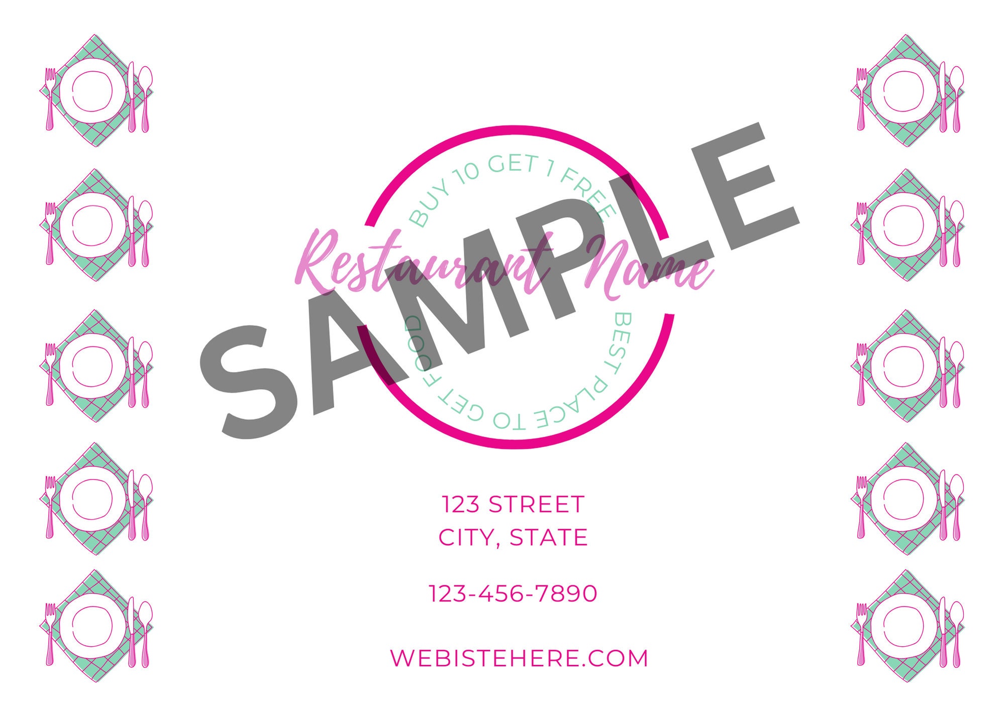 Restaurant Stamp Card | Restaurant Coffee Shop Hamburger Pizza ...