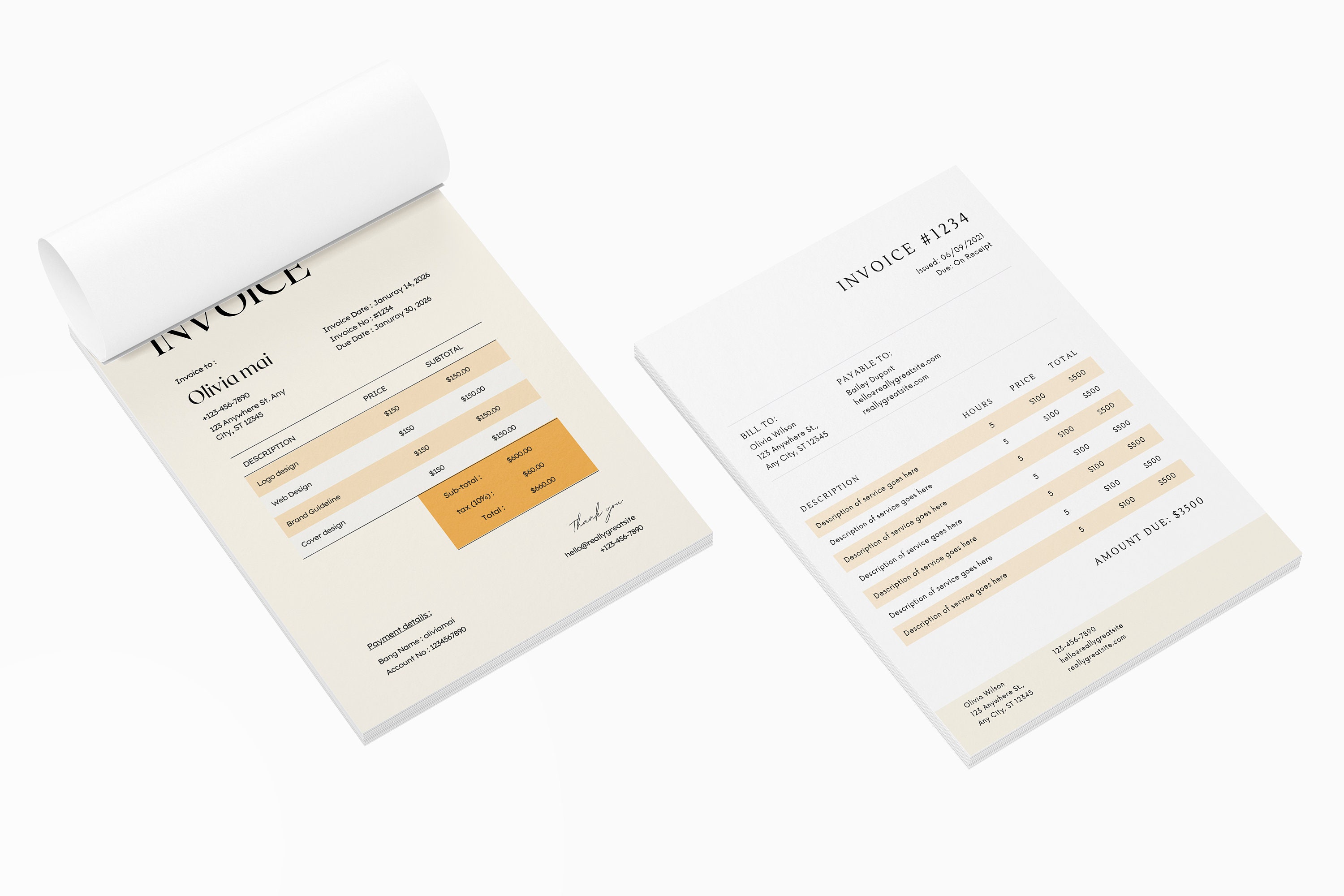 Digital Invoice,invoice Form, Editable Invoice,printable Invoice,small ...
