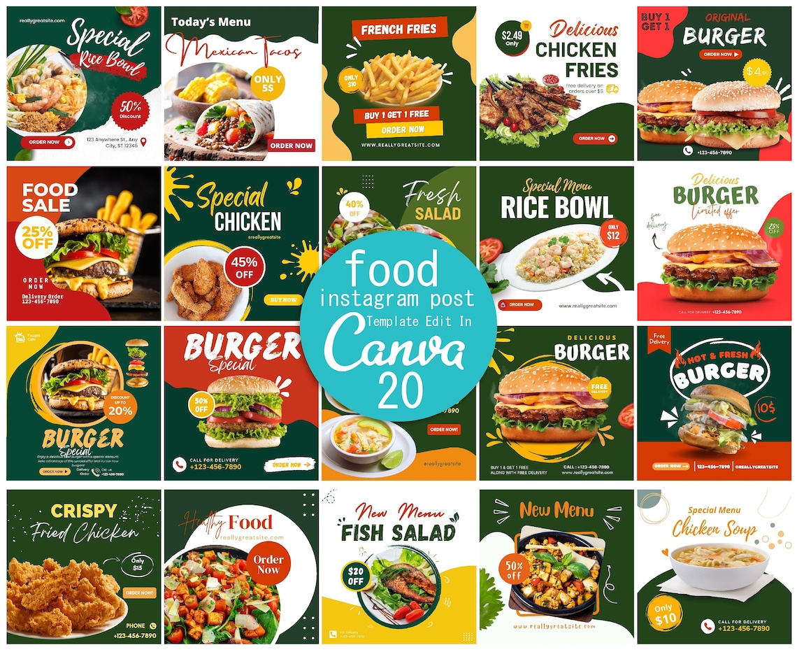 Foodie Instagram Posts| Social Media Post Template |foodie Blogger ...