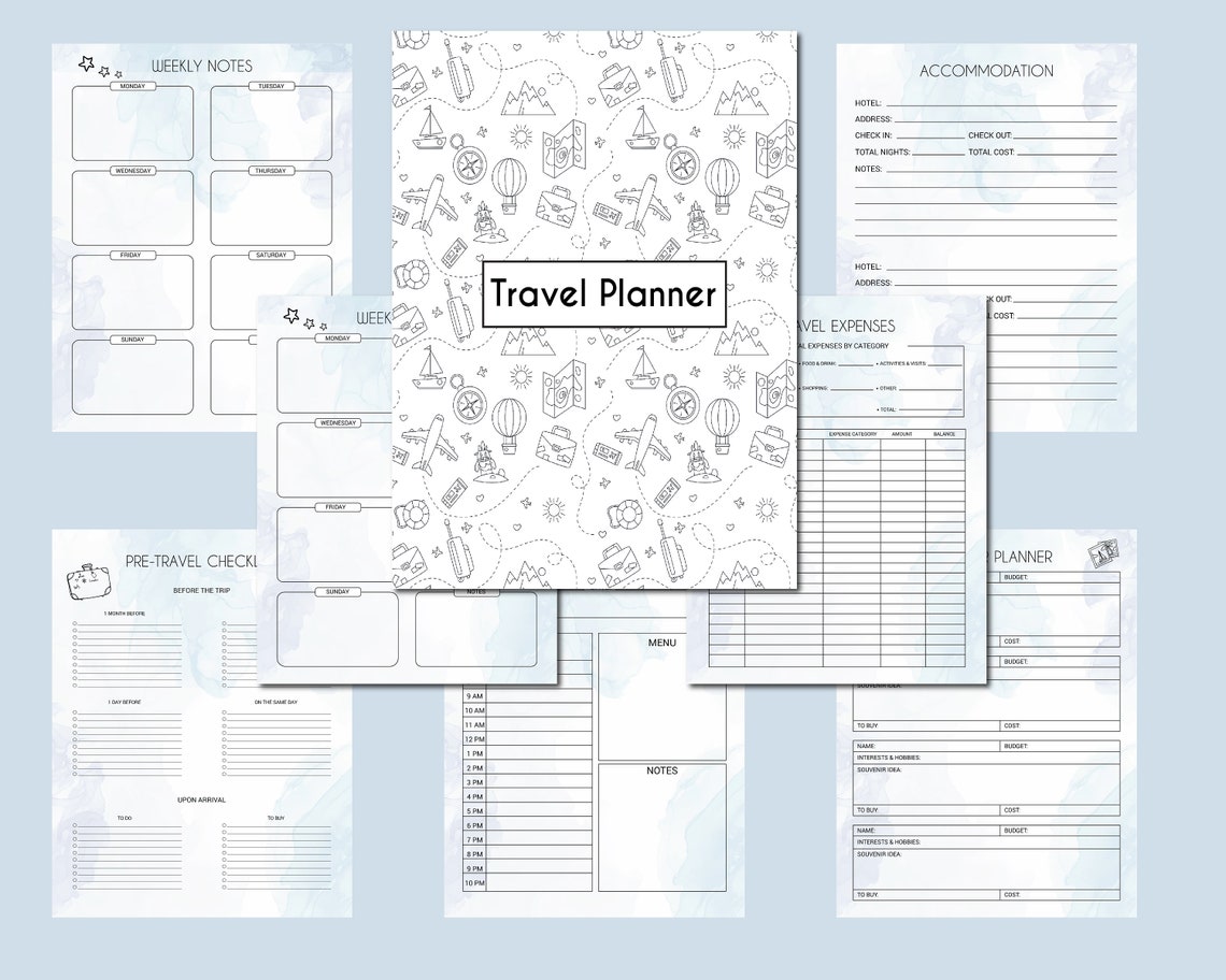 Digital Travel Planner Vacation Trip Itinerary Planner Travel Organizer ...